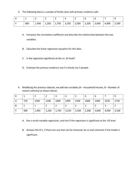Solved 3. The following data is a sample of family sizes | Chegg.com