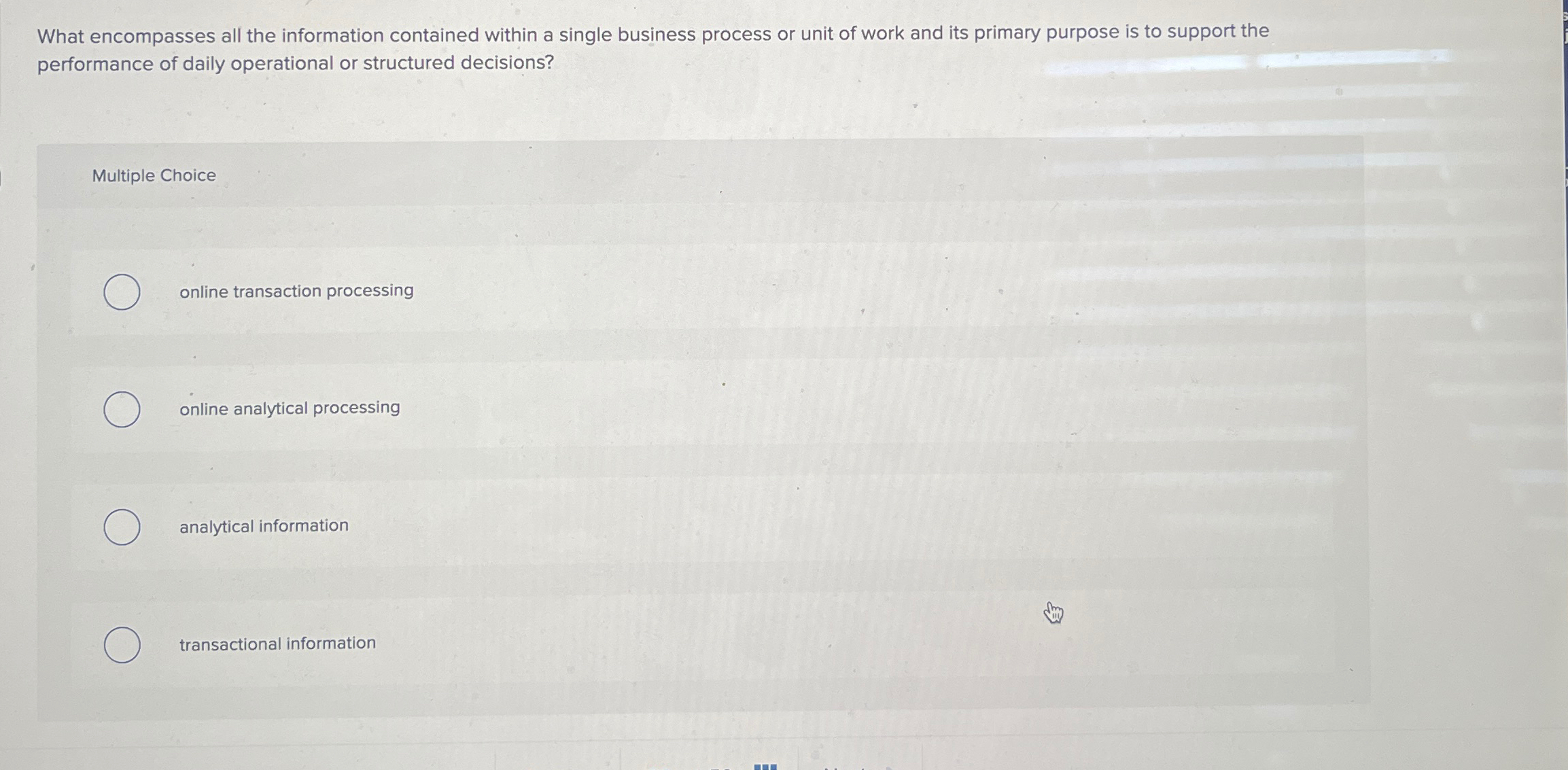 Solved What encompasses all the information contained within | Chegg.com