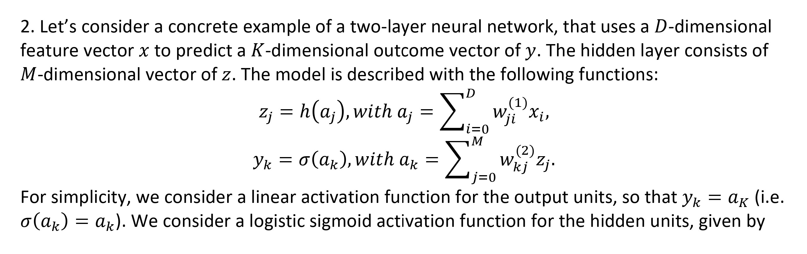 Solved Let's consider a concrete example of a two-layer | Chegg.com