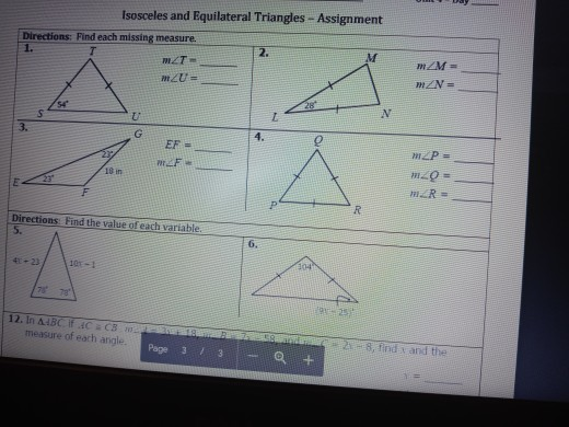Solved Isosceles and Equilateral Triangles - Assignment | Chegg.com