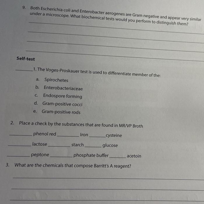 Solved 9. Both Escherichia coli and Enterobacter aerogenes | Chegg.com