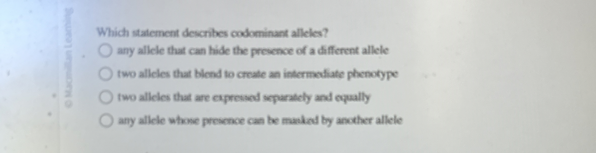 Solved Which statement describes codominant alleles?any | Chegg.com