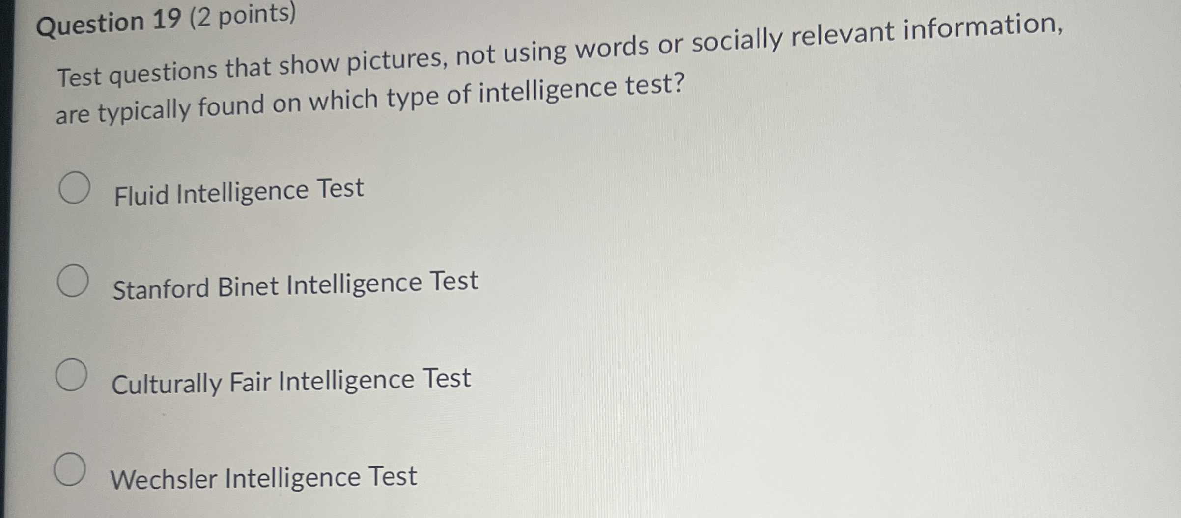 Solved Question 19 (2 ﻿points)Test questions that show | Chegg.com