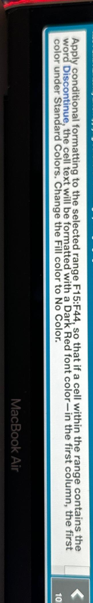Solved Apply conditional formatting to the selected range | Chegg.com