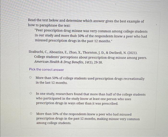 Solved Read the text below and determine which answer gives | Chegg.com