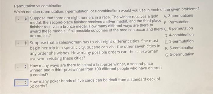 Solved Permutation vs combination Which notation | Chegg.com