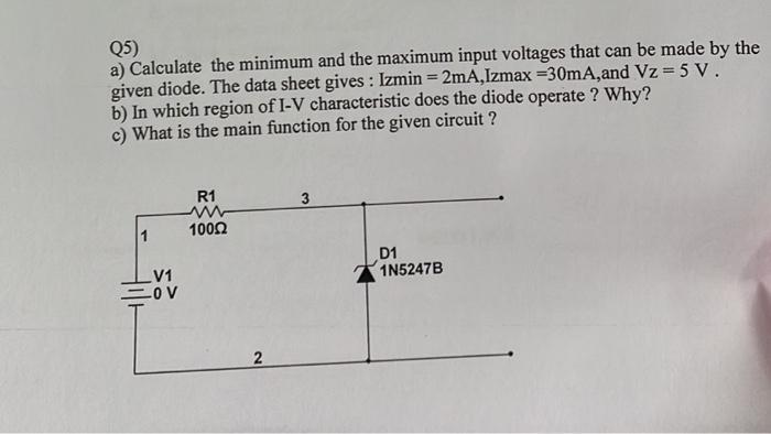 Solved Q5) a) Calculate the minimum and the maximum input | Chegg.com