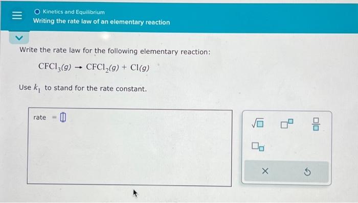Solved Write the rate law for the following elementary | Chegg.com