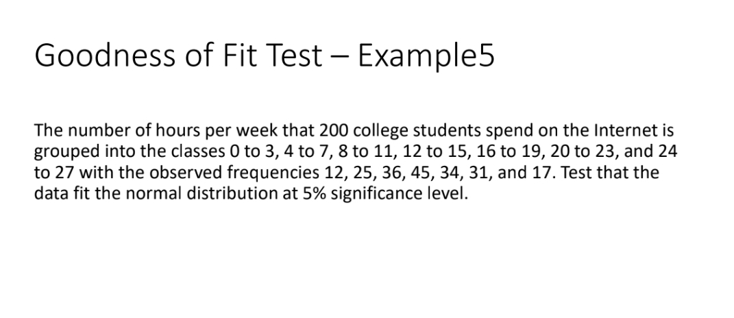 Solved Goodness of Fit Test - ﻿Example5The number of hours | Chegg.com