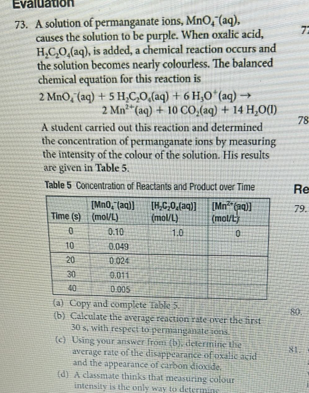 Solved A solution of permanganate ions, MnO4-(aq), ﻿causes | Chegg.com