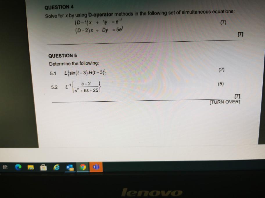 Solved QUESTION 4 Solve for x by using D-operator methods in | Chegg.com