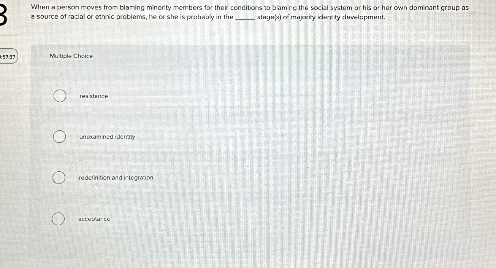 Solved When a person moves from blaming minority members for | Chegg.com
