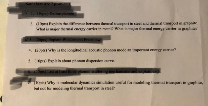 Solved Note there are 7 problems V 1. (10pts) Define phonon | Chegg.com