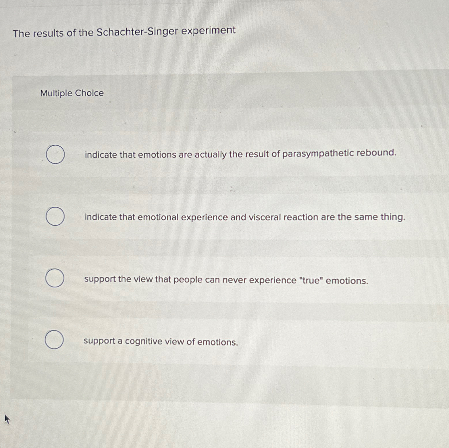 Solved The results of the Schachter-Singer | Chegg.com