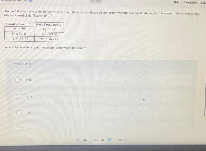 Solved Seved Help Save & Exit Subs Use the following table | Chegg.com