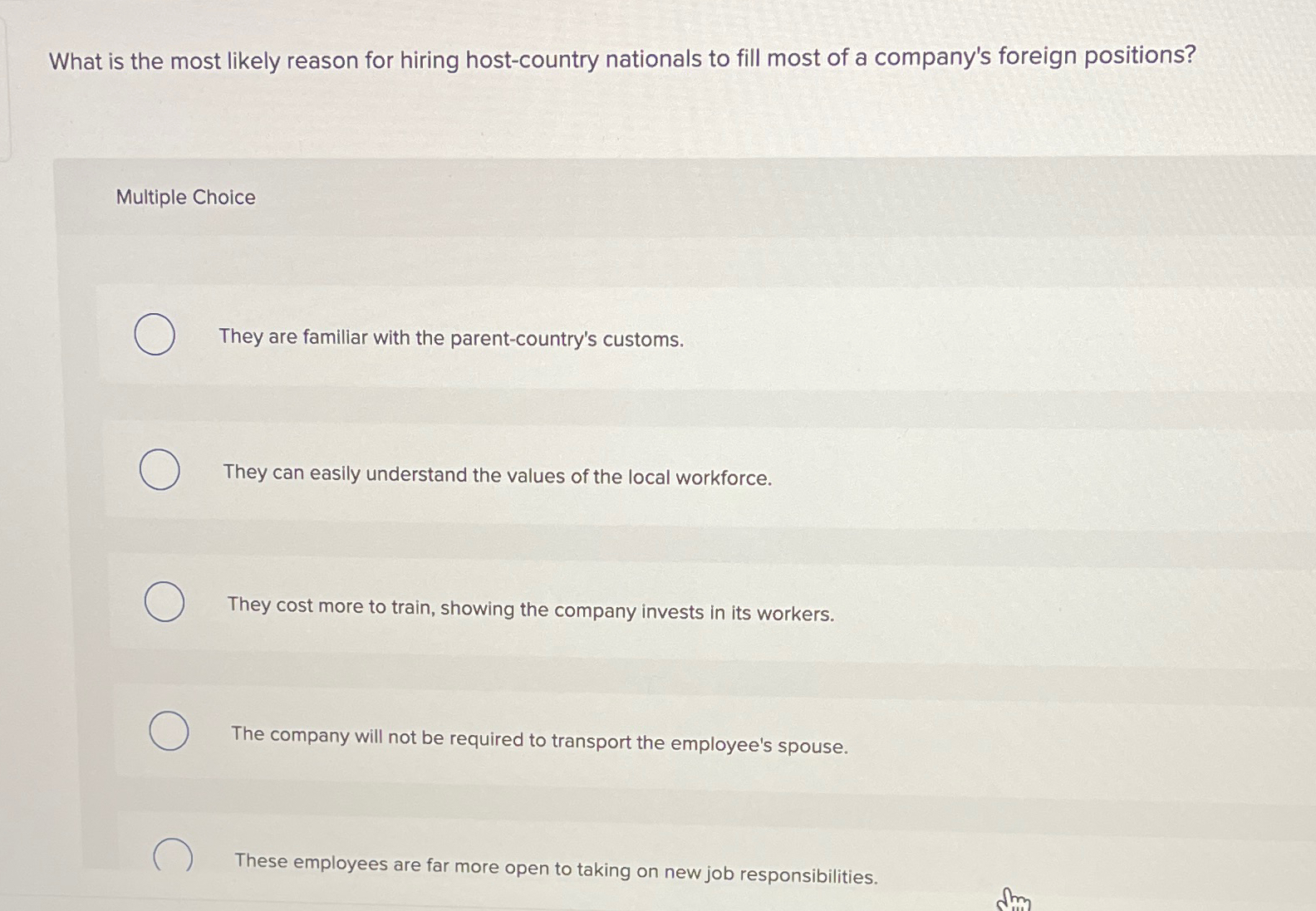 Solved What is the most likely reason for hiring | Chegg.com