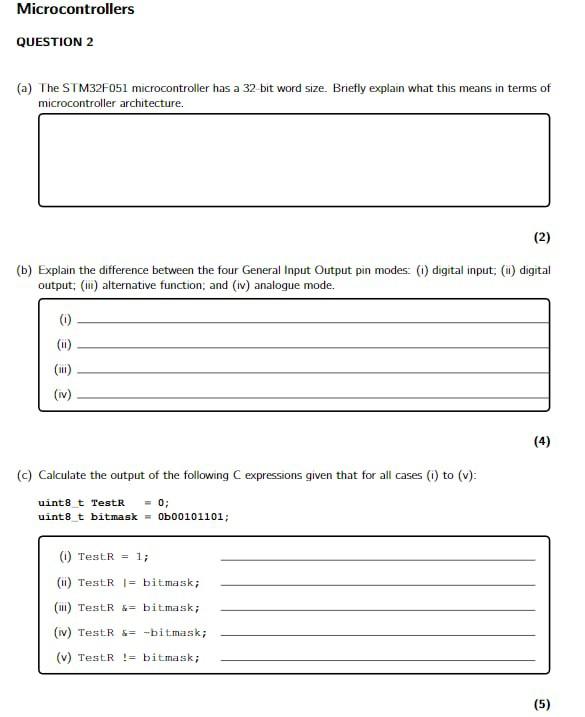 Solved (a) The STM32F051 microcontroller has a 32 bit word | Chegg.com