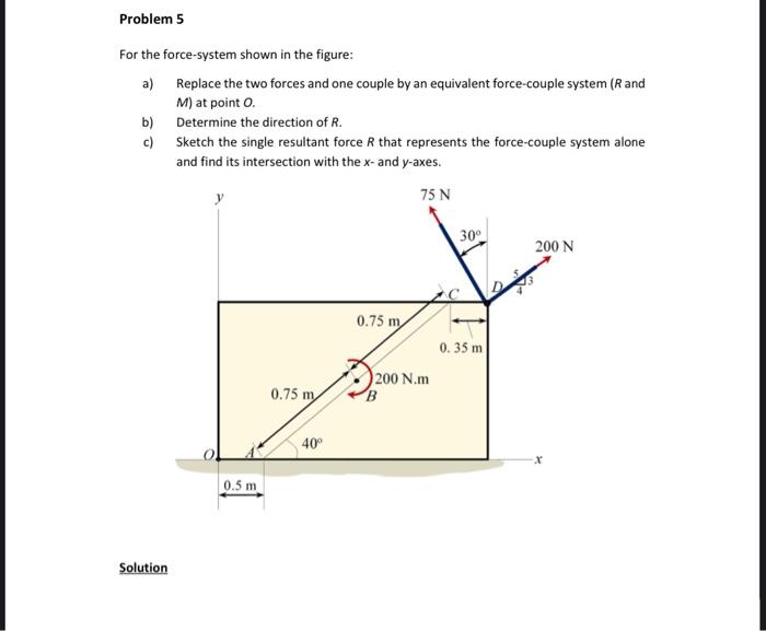 Solved Problem 5 For the force-system shown in the figure: | Chegg.com
