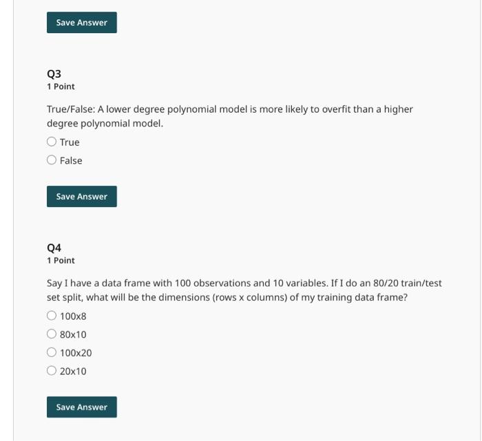 Solved RQ: Overfitting Q1 1 Point Which of the following are | Chegg.com
