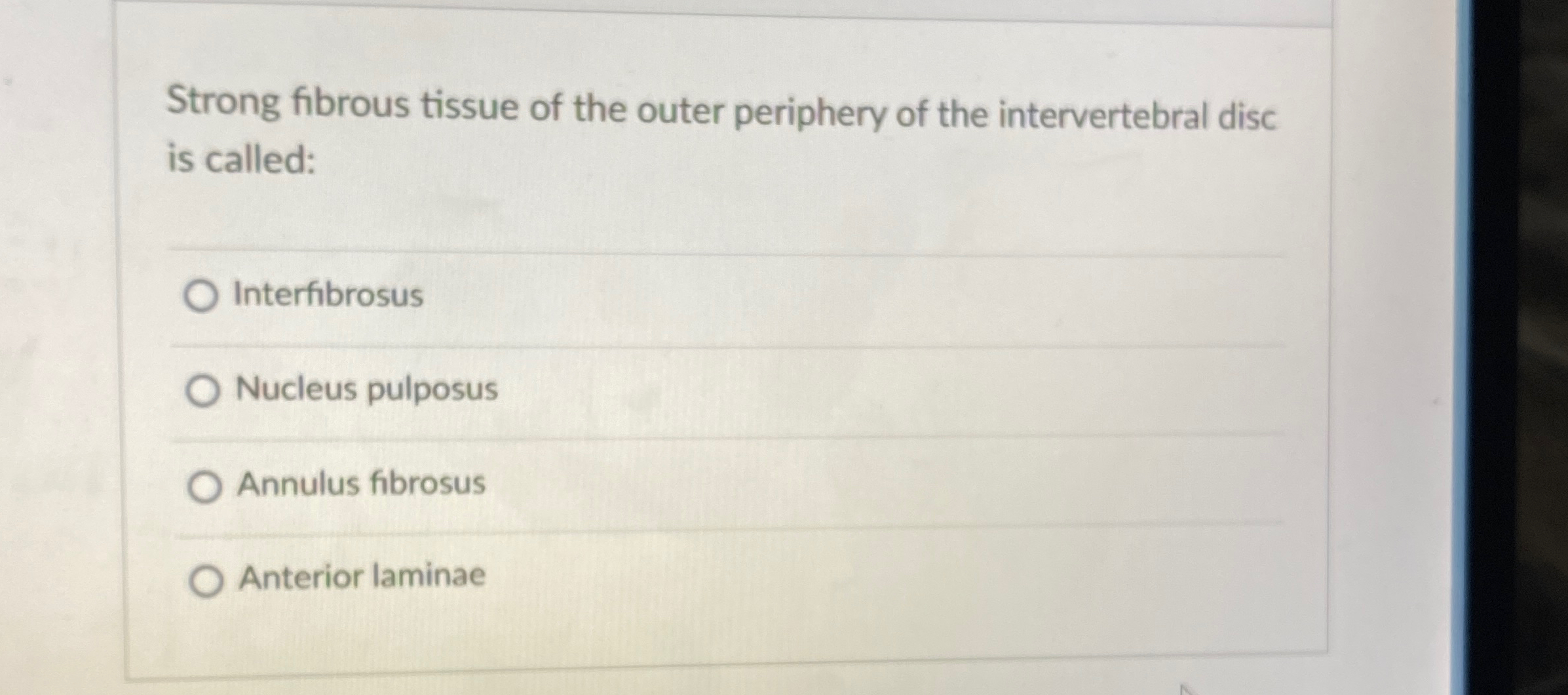 Solved Strong fibrous tissue of the outer periphery of the | Chegg.com
