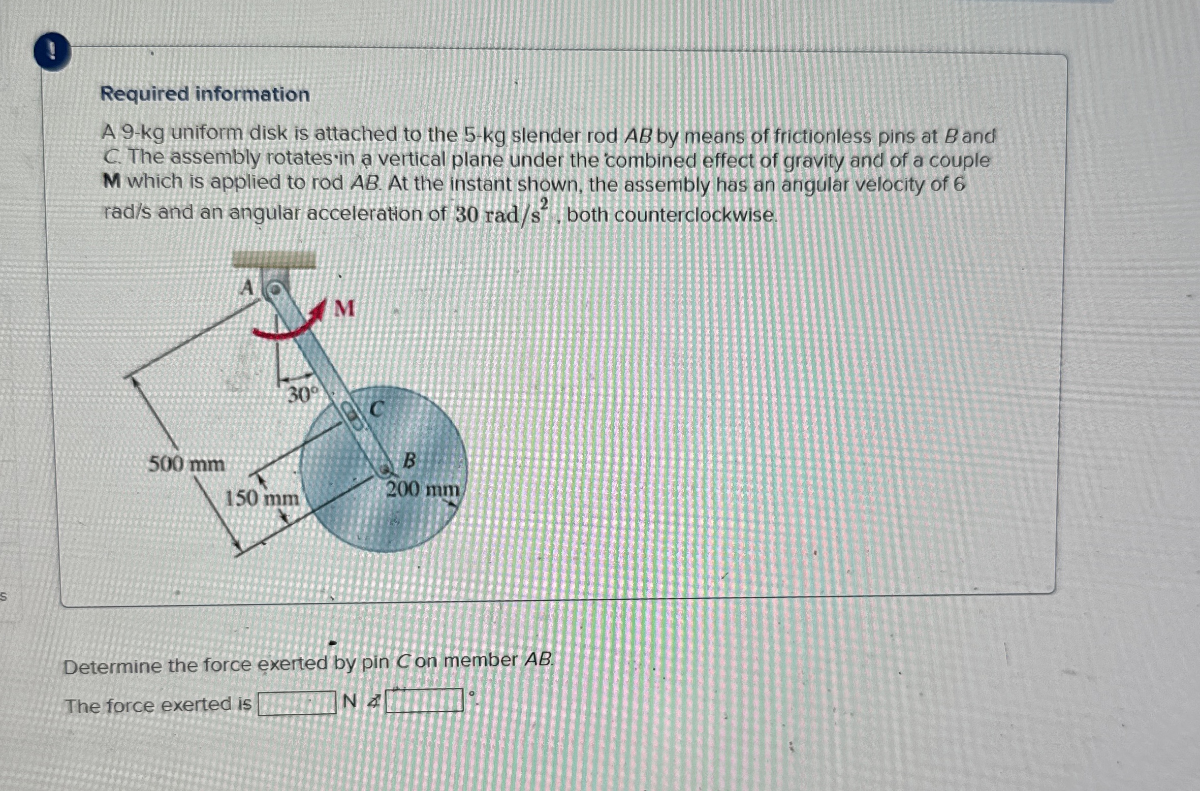 Solved !Required informationA 9-kg ﻿uniform disk is attached | Chegg.com