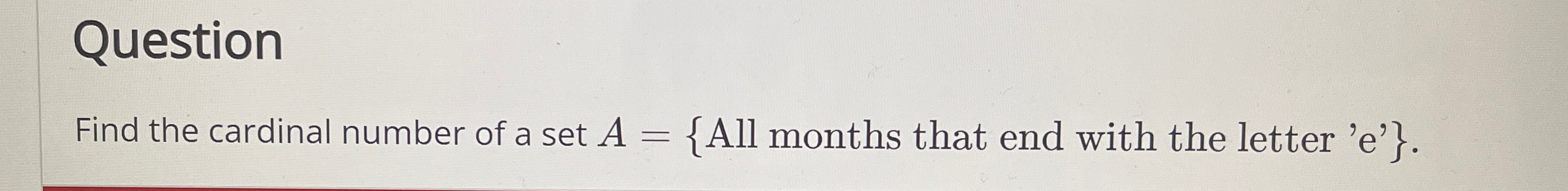 Solved QuestionFind the cardinal number of a set All months | Chegg.com