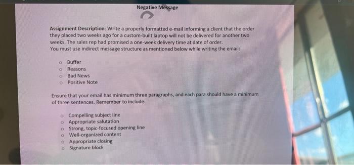 Solved Negative Message Assignment Description: Write a | Chegg.com