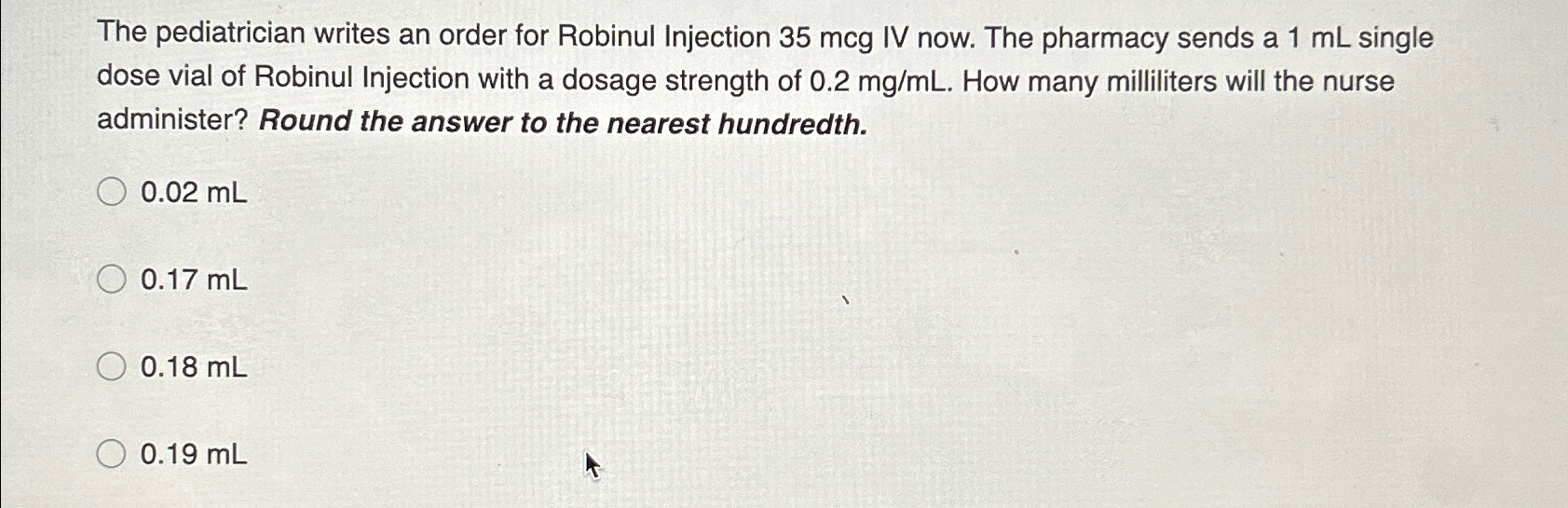 Solved The pediatrician writes an order for Robinul | Chegg.com