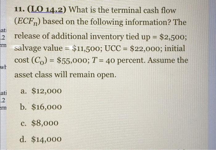 Solved 11. (LO 14.2) What is the terminal cash flow ati ern | Chegg.com