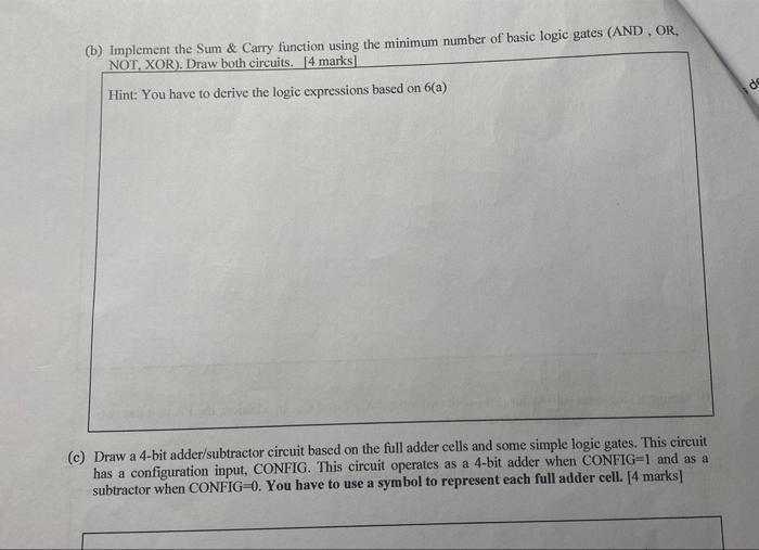 Solved 6. Design a single-bit full-Adder (FA) with two | Chegg.com