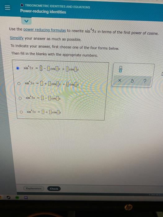 Solved O TRIGONOMETRIC IDENTITIES AND EQUATIONS | Chegg.com