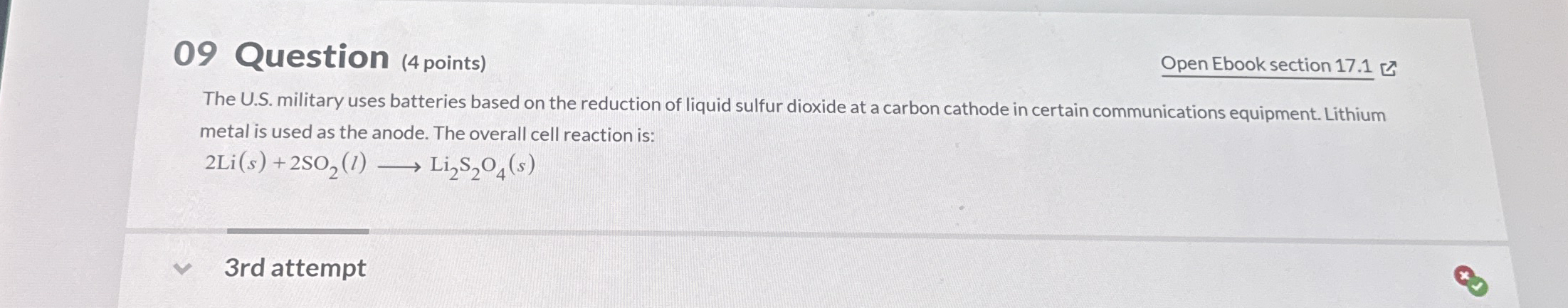 Solved 09 ﻿Question (4 ﻿points)Open Ebook section 17.1 匹The | Chegg.com