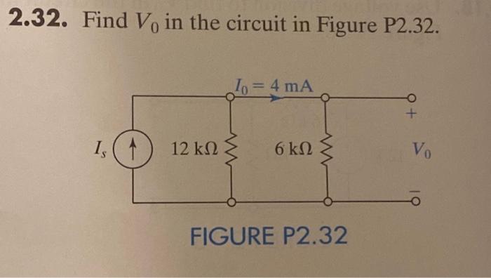 Solved 2.32. Find V0 in the circuit in Figure P2.32. FIGURE | Chegg.com
