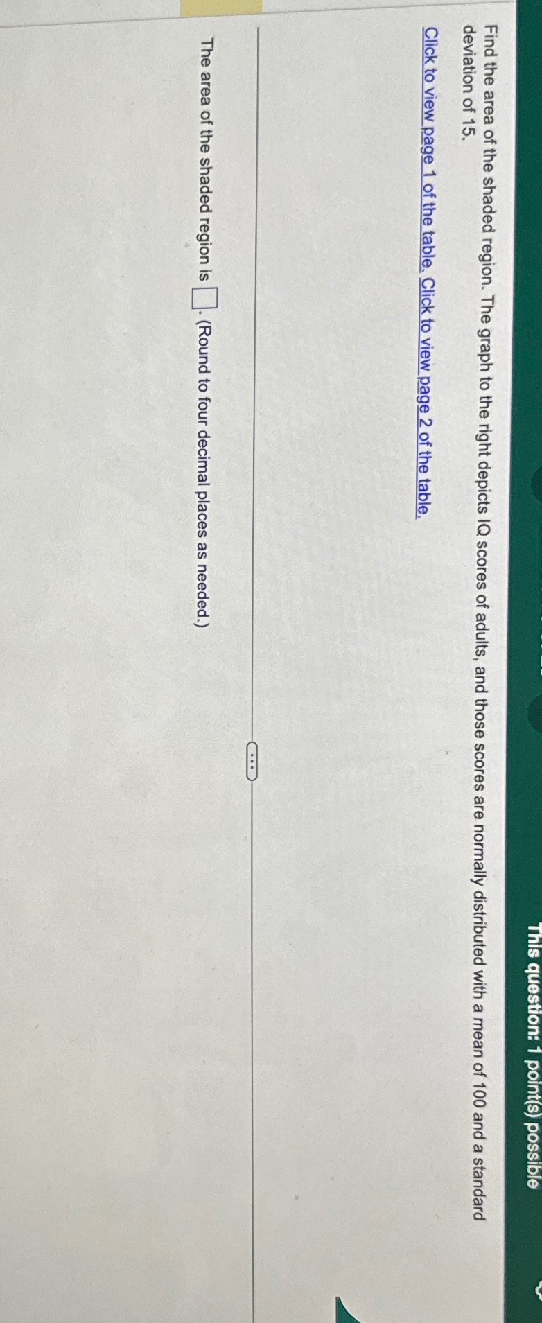Solved This question: 1 ﻿point(s) ﻿possibleFind the area of | Chegg.com