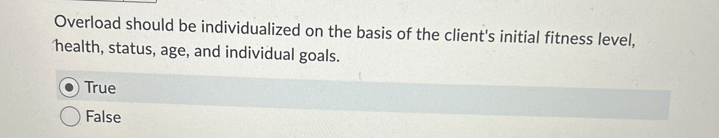 Solved Overload should be individualized on the basis of the | Chegg.com