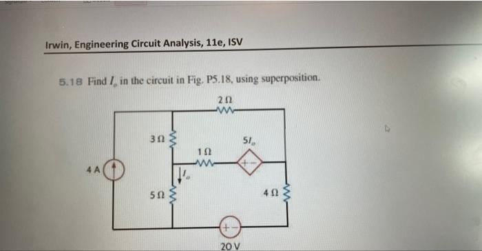 Solved 5.18 Find I, in the circuit in Fig. P5.18, using | Chegg.com
