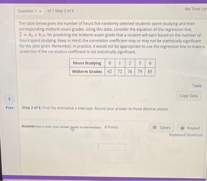 Solved of 1 step 1 of 6 No Time Lim. The table below gives | Chegg.com