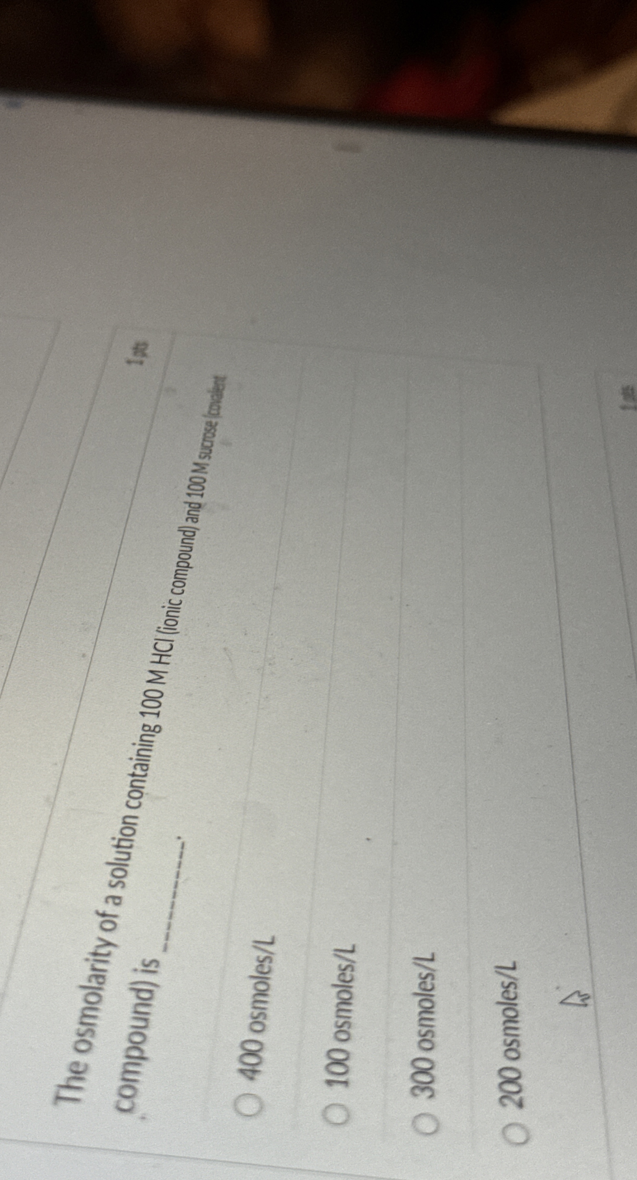 Solved The osmolarity of a solution containing | Chegg.com