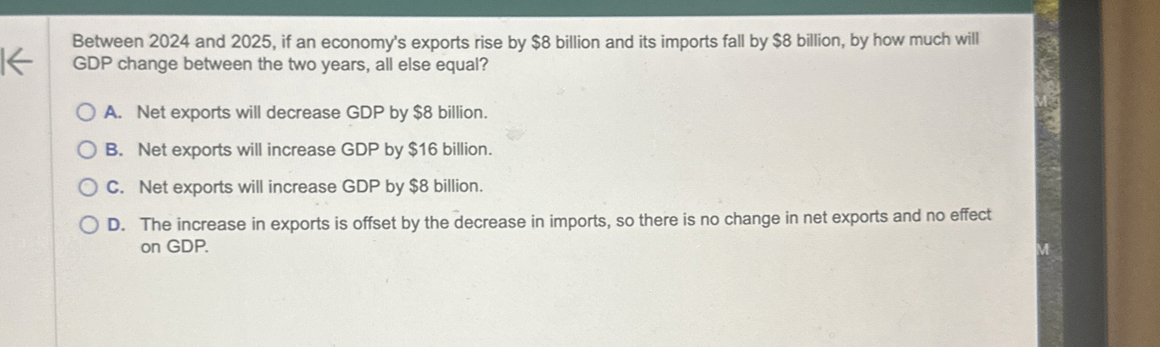 Solved Between 2024 ﻿and 2025, ﻿if an economy's exports rise | Chegg.com