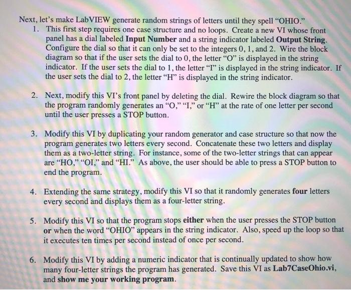 Next, let's make LabVIEW generate random strings of | Chegg.com
