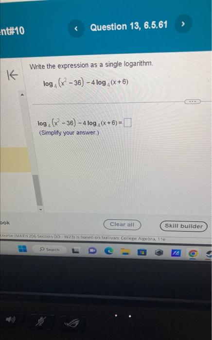 Solved Write the expression as a single logarithm. | Chegg.com