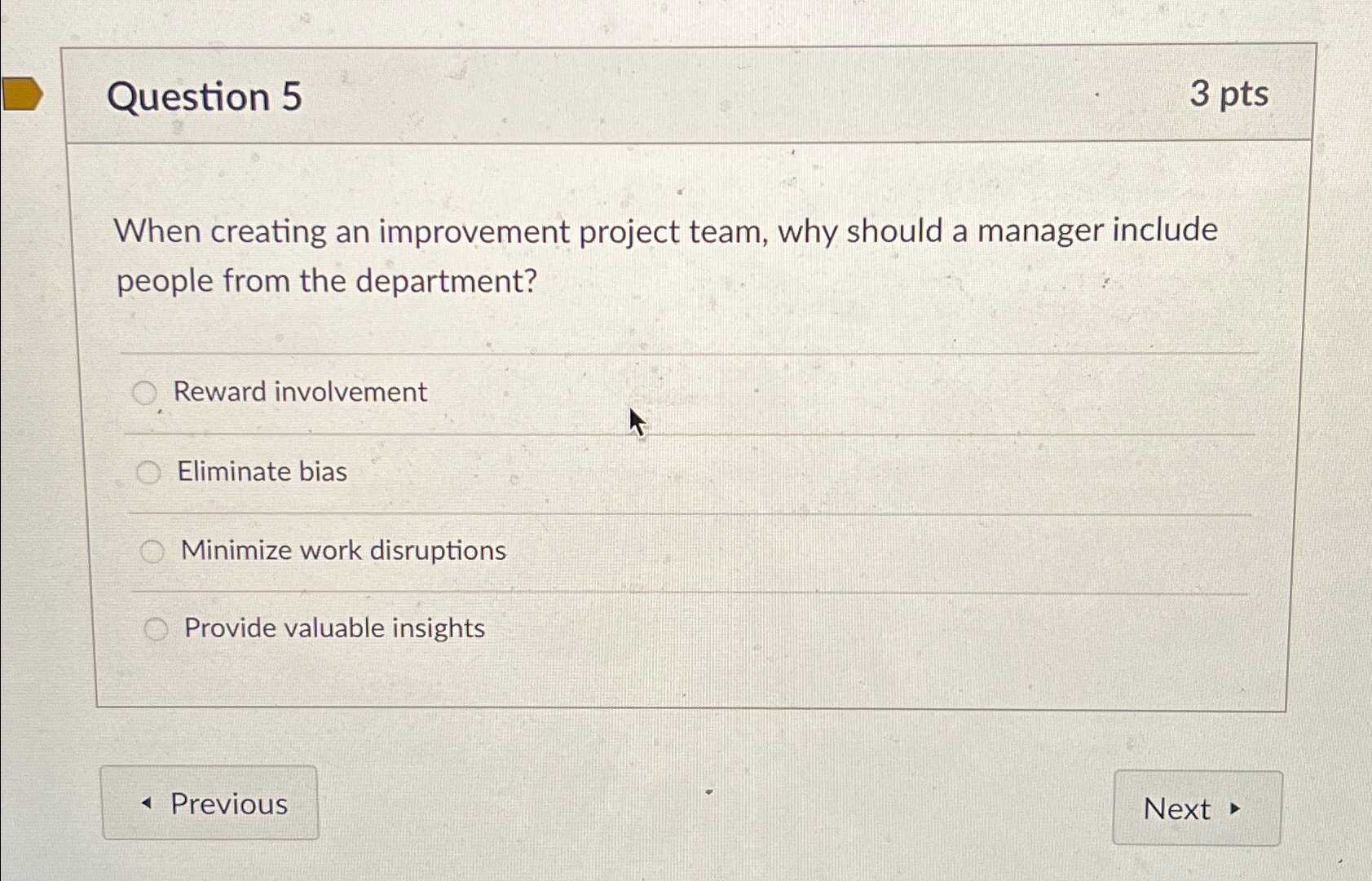 Solved Question 53 ﻿ptsWhen creating an improvement project | Chegg.com