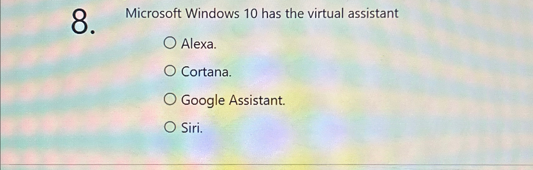 Solved 8 ﻿Microsoft Windows 10 ﻿has the virtual | Chegg.com