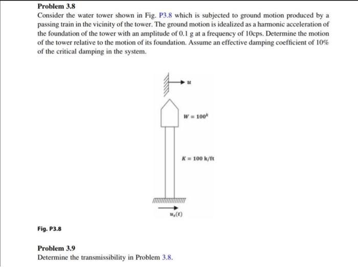 Solved Problem 3.8 Consider the water tower shown in Fig. | Chegg.com