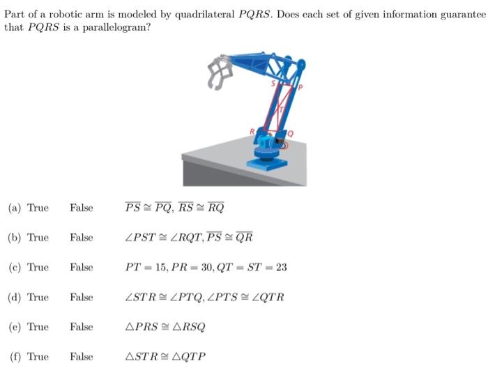 Solved Part of a robotic arm is modeled by quadrilateral | Chegg.com