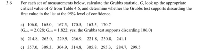 Solved For each set of measurements below, calculate the | Chegg.com