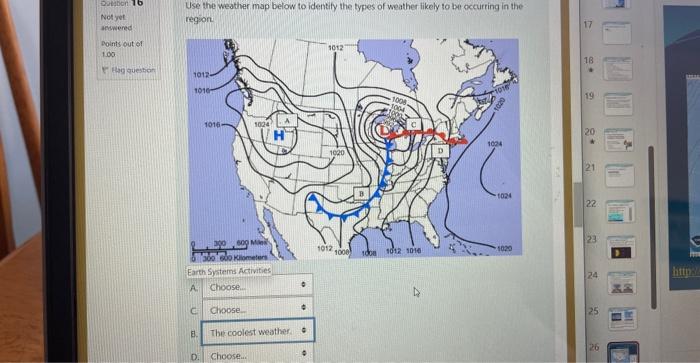 Use the weather map below to identify the types of | Chegg.com