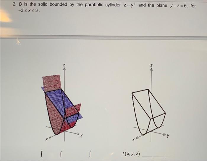 Solved 2. D is the solid bounded by the parabolic cylinder | Chegg.com