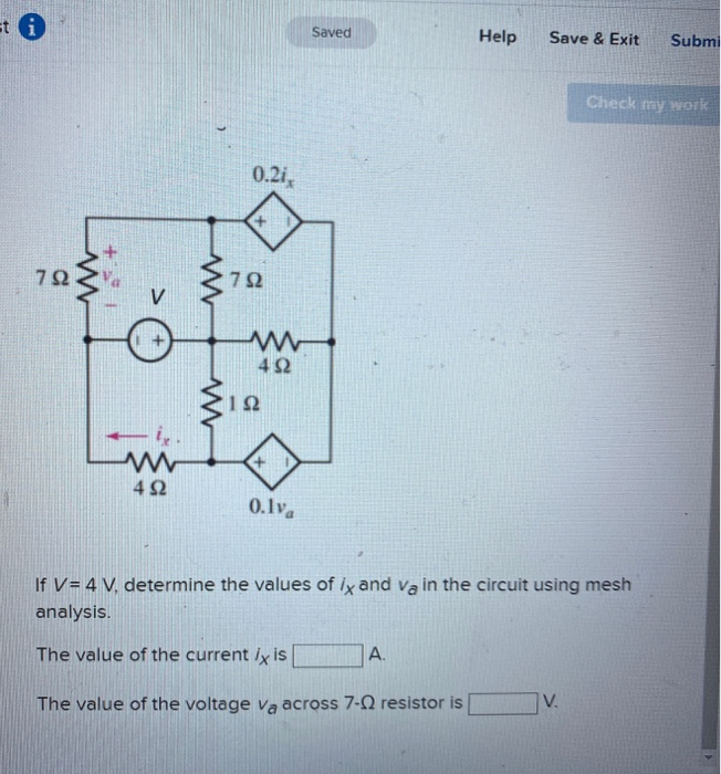 Solved Saved Help Save & Exit Submi Check my work 0.2i, 0.lv | Chegg.com