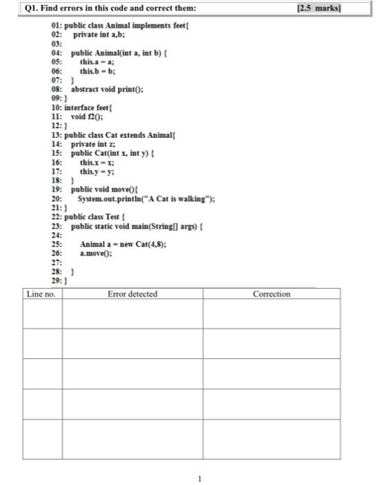 Solved [2.5 marks Q1. Find errors in this code and correct | Chegg.com